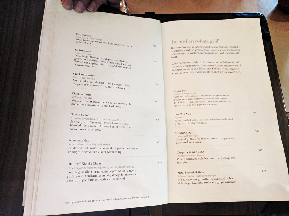 Taftoon, Menu, The Indian Robata Grill | My Annoying Opinions