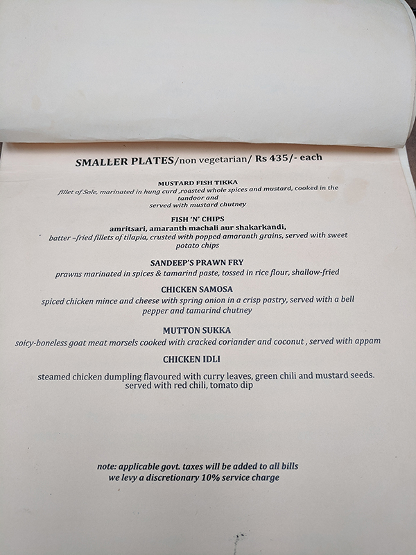 Cafe Lota, 2020, Menu, Smaller Plates, Non-Vegetarian | My Annoying ...