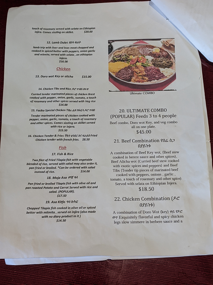 Fasika, Menu, Lamb, Chicken, Fish, Combos | My Annoying Opinions