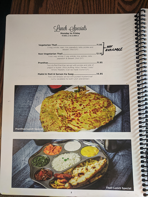 Namaste India Grill, Lunch Specials | My Annoying Opinions