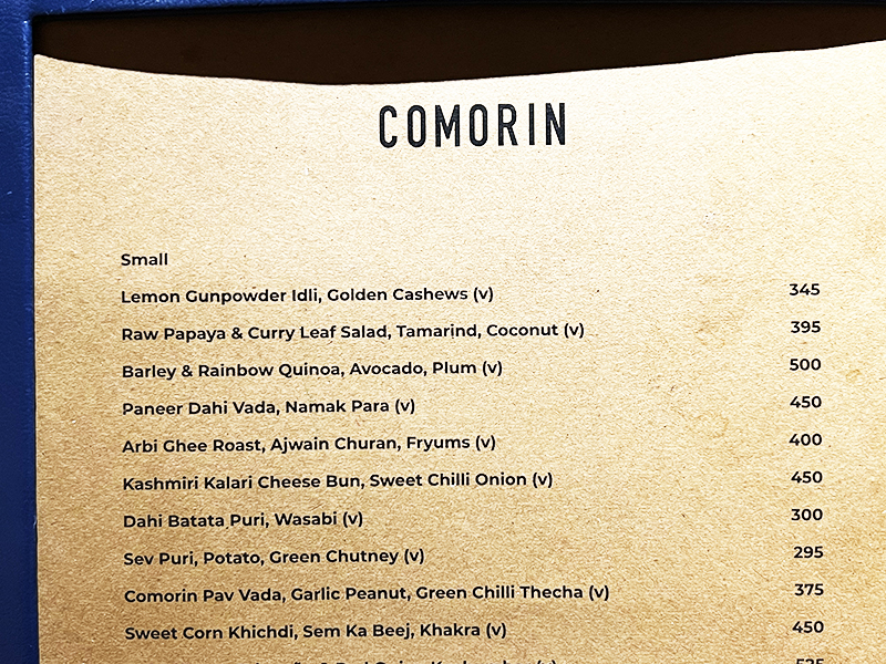 Comorin, Menu, Small Plates | My Annoying Opinions