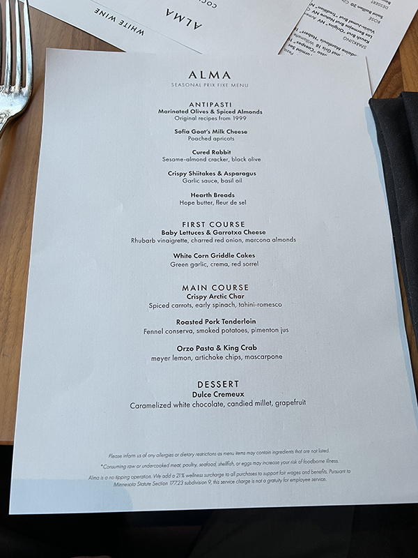 Alma, Menu, Prix Fixe | My Annoying Opinions