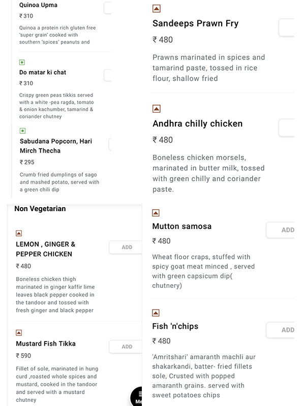 Cafe Lota, Menu, Small Plates, Non-Vegetarian | My Annoying Opinions