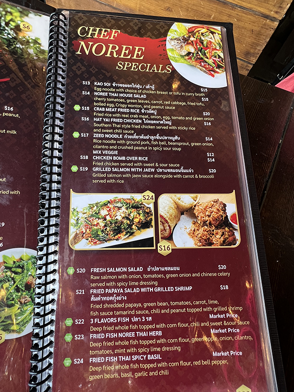 Noree Thai, Menu, More Specials | My Annoying Opinions