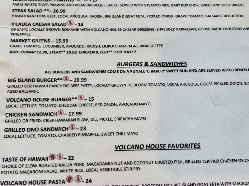 Volcano House, Menu, Burgers and Sandwiches | My Annoying Opinions