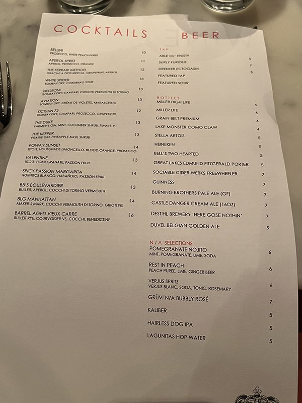 Bar La Grassa, Menu, Drinks | My Annoying Opinions