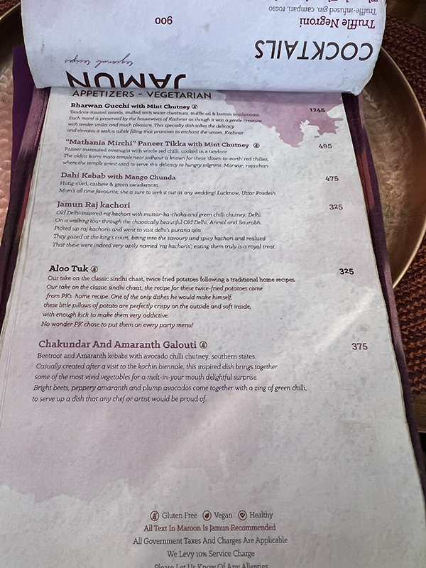 Jamun, Jan ’23, Menu, Appetizers, Veg | My Annoying Opinions