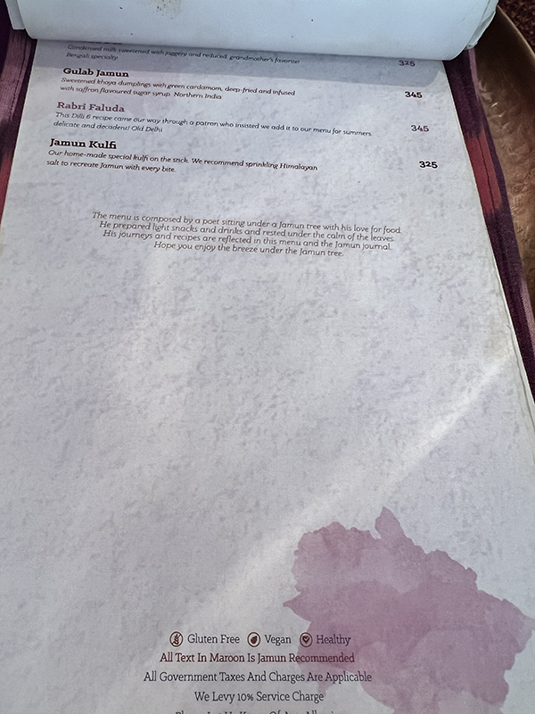 Jamun, Jan ’23, Menu, Dessert | My Annoying Opinions