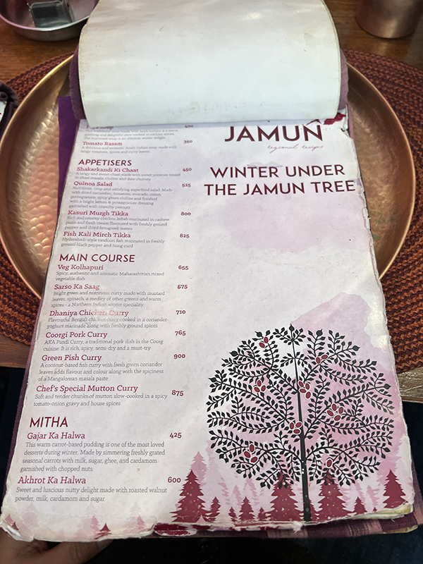 Jamun, Jan ’23, Menu, Winter Under the Jamun Tree | My Annoying Opinions