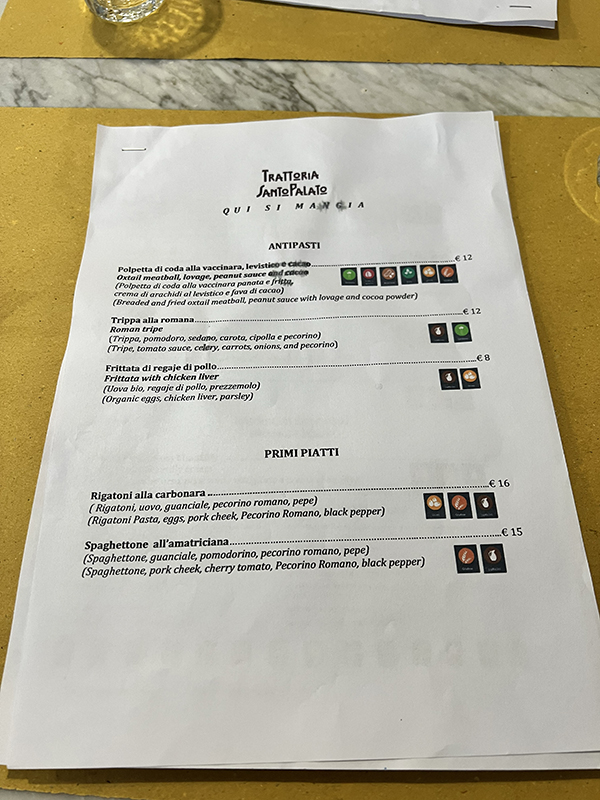 Santo Palato, Menu, Antipasti, Primi | My Annoying Opinions
