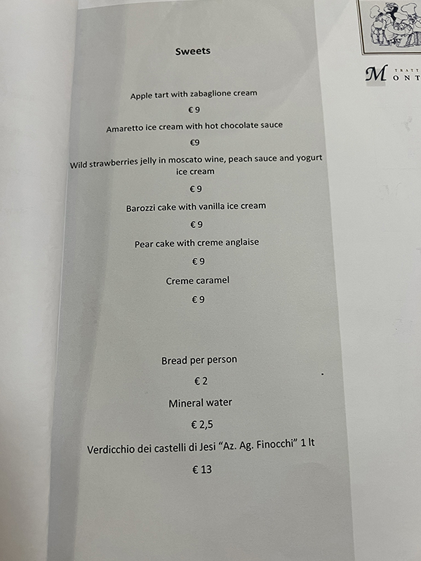 Trattoria Monti, Menu, Sweets | My Annoying Opinions