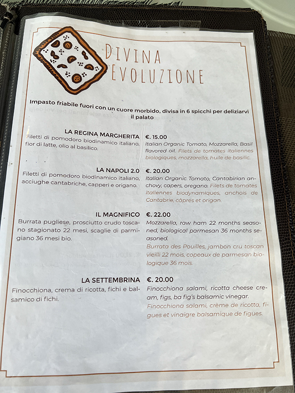 La Divina, Menu, Divina Evoluzione | My Annoying Opinions