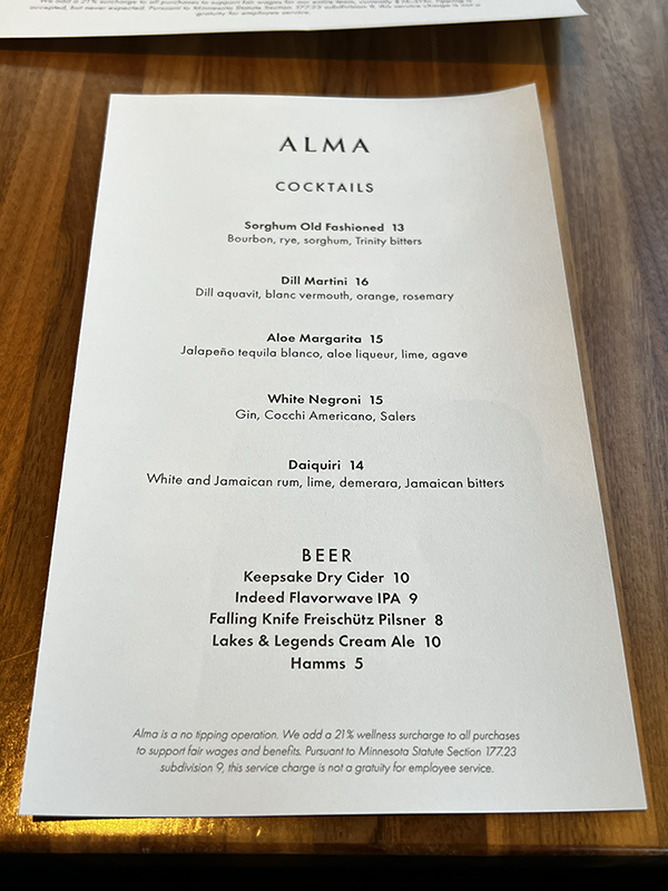 Alma, Menu, Cocktails | My Annoying Opinions