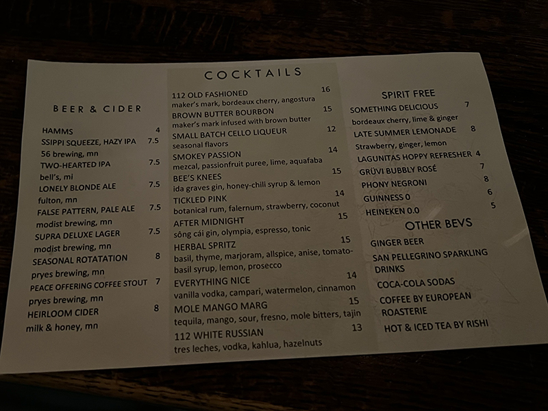 112 Eatery, Menu, Cocktails | My Annoying Opinions