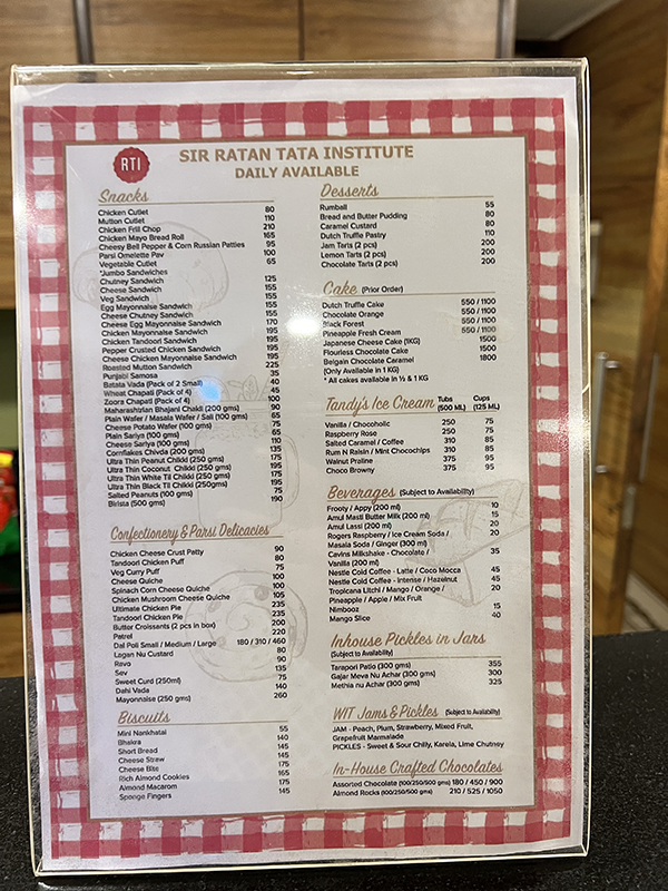 Ratan Tata Institute, Menu, Daily available | My Annoying Opinions