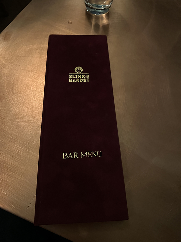 Slink & Bardot, Bar Menu | My Annoying Opinions