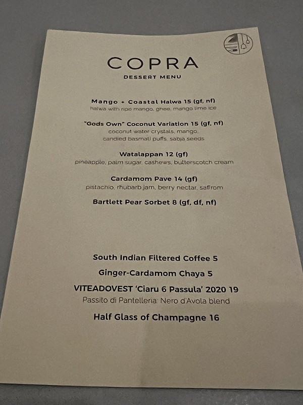 Copra, Menu, Dessert | My Annoying Opinions