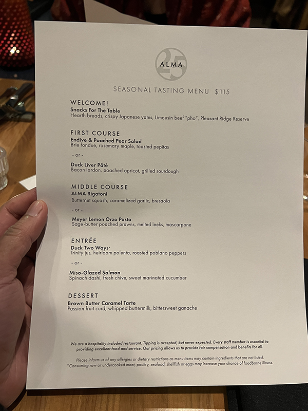 Restaurant Alma, Seasonal Tasting Menu | My Annoying Opinions