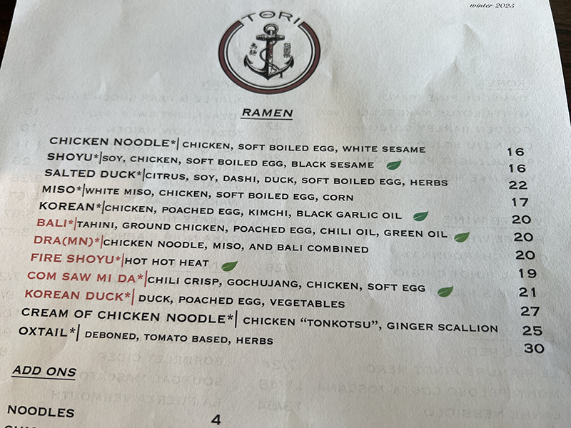 Tori, Menu, Ramen | My Annoying Opinions
