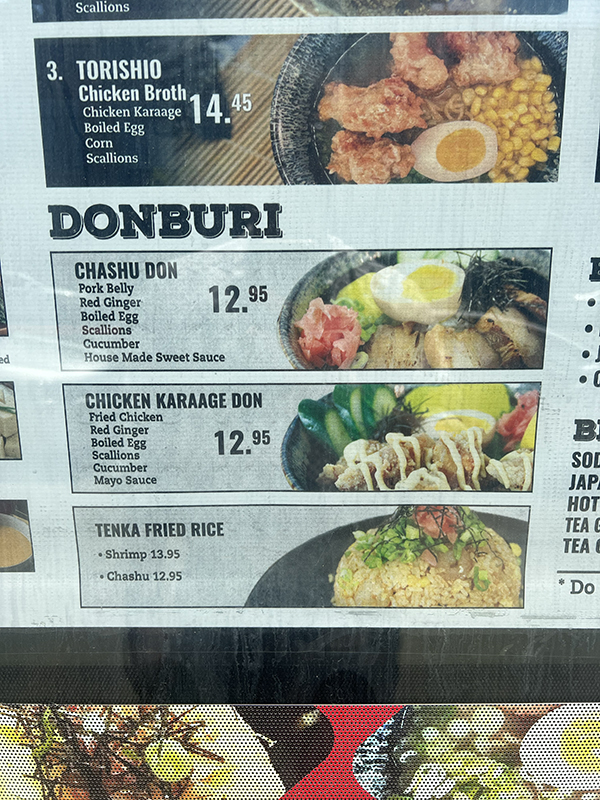 Tenka Ramen, Menu, Donburi | My Annoying Opinions